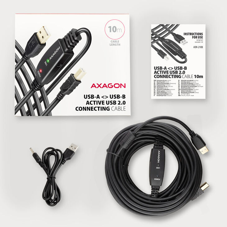 Axagon ADR-210B Active USB 2.0 Cable A-B 10m
