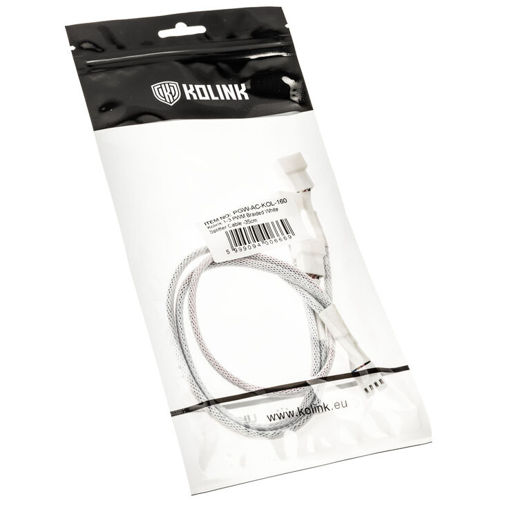 Kolink 1-3 PWM Fan Splitter Cable 35cm braided white